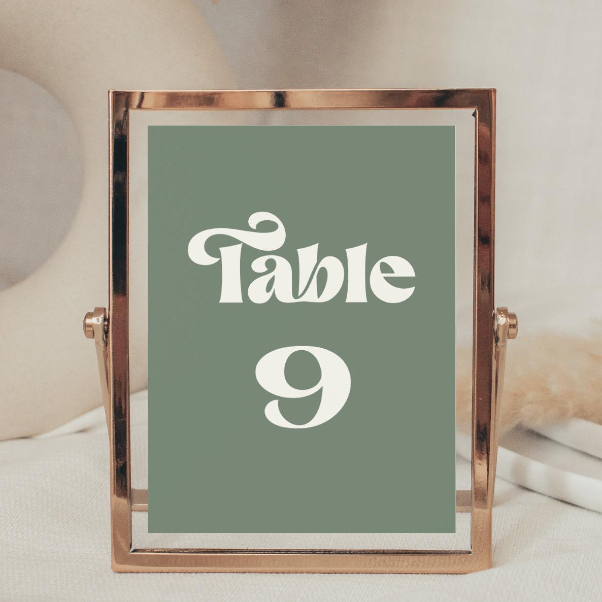 Sage Green Table Numbers, Printable Wedding Table Number Editable ...
