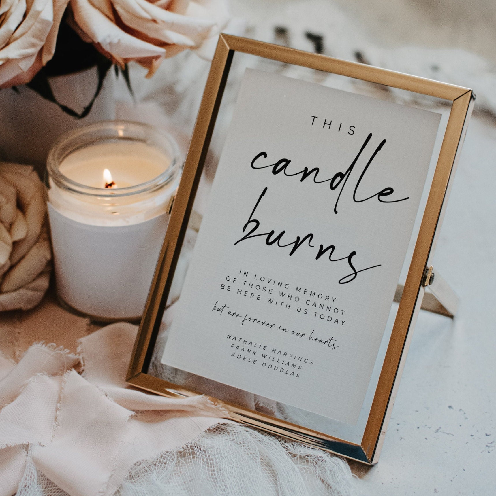 This Candle Burns in Loving Memory Sign Template, Memory Table Sign ...