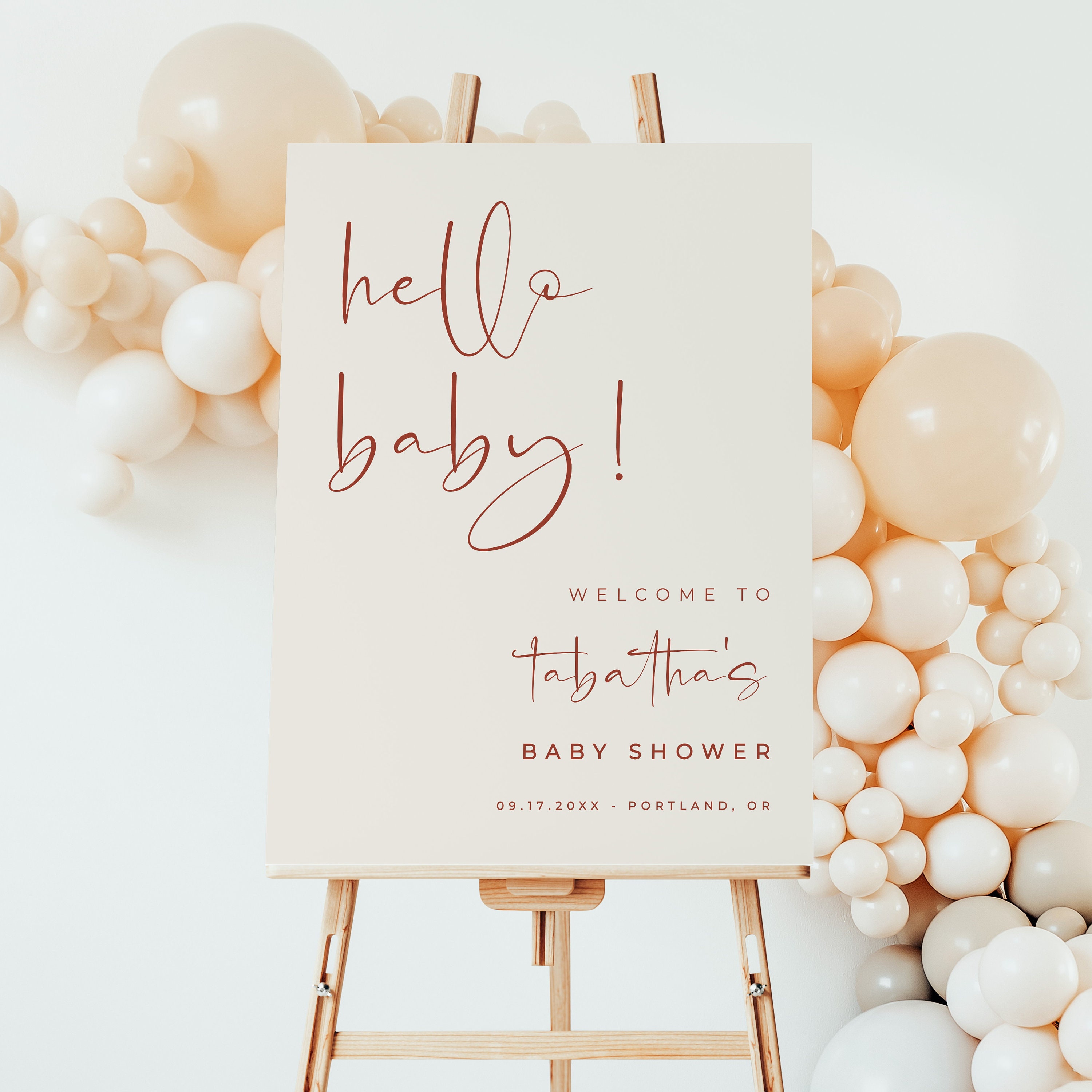 Baby Shower Welcome Sign Hello Baby Editable Template Modern - Etsy
