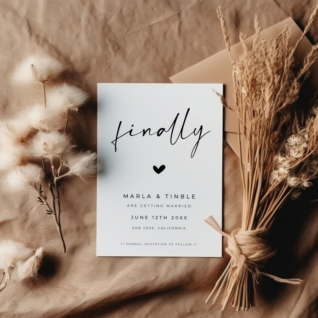 Finally Save the Date, Modern Minimalist Printable Card Editable ...