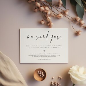 We Said Yes Card Printable Modern Minimalist Wedding Announcement ...