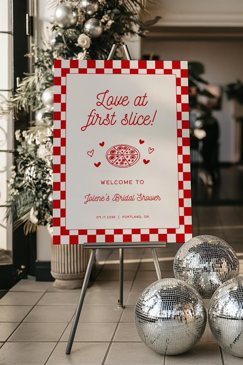 Love at First Slice Sign, Bridal Shower Welcome Sign, Pizza Bridal ...
