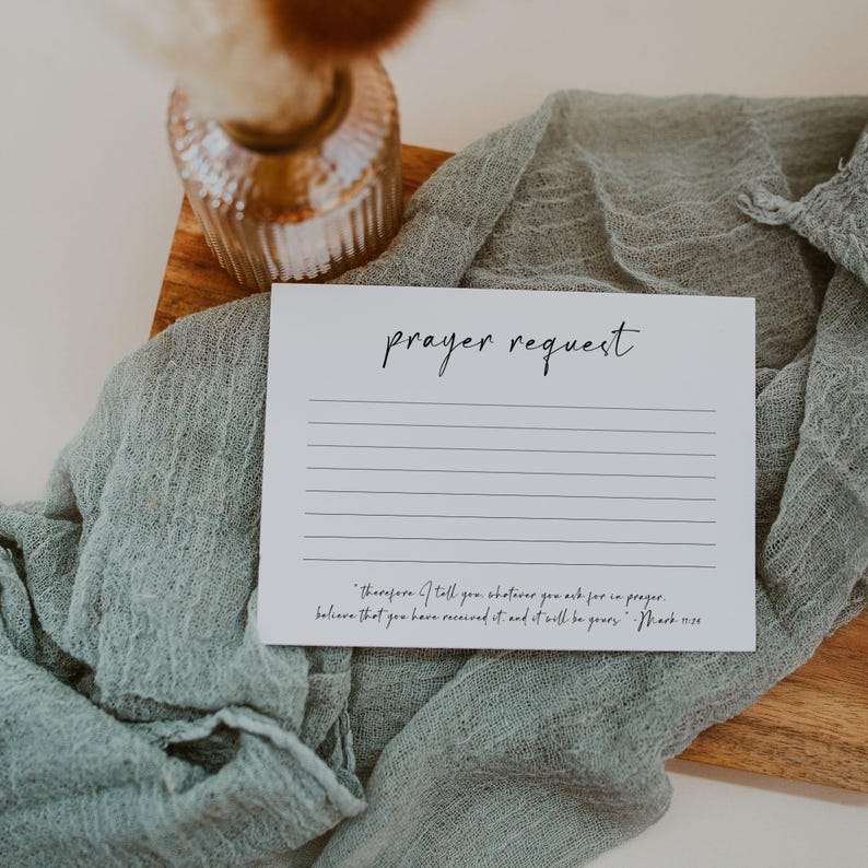 Prayer Request Cards, Printable Card Editable Template, Modern ...