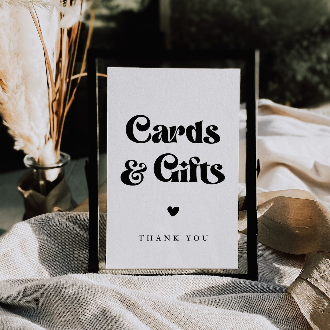 Gift Table Sign, Cards and Gifts Sign, Wedding Gift Sign, Simple Retro ...