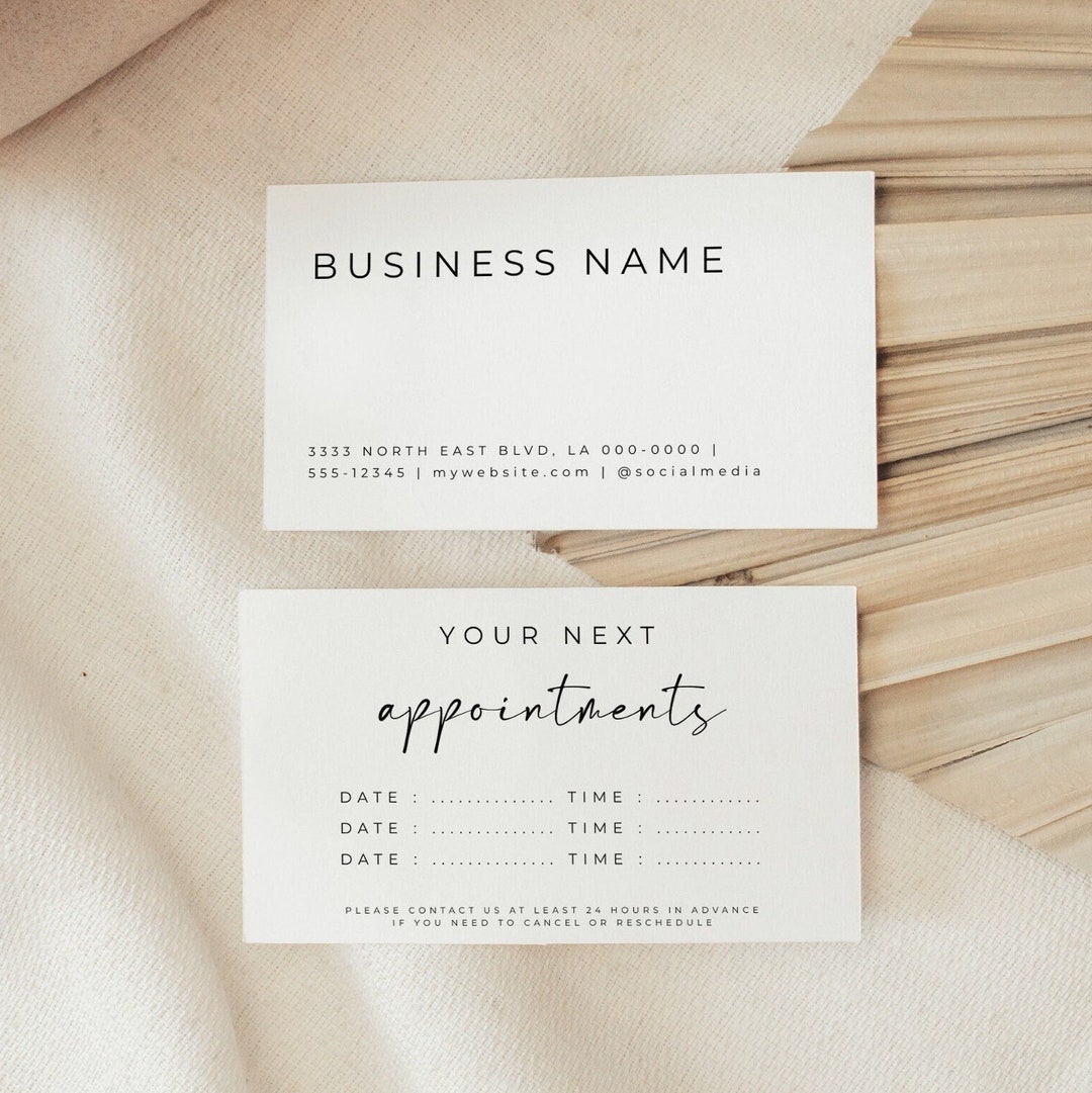 Appointment Card Editable Template, Appointment Reminder Printable Card ...