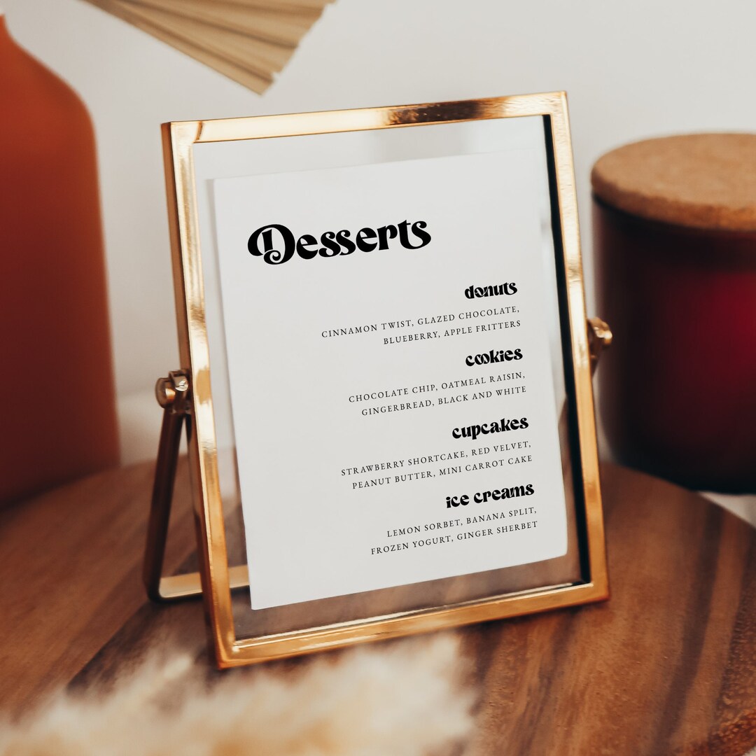 Dessert Bar Sign, Dessert Table Sign, Simple Retro Dessert Sign ...
