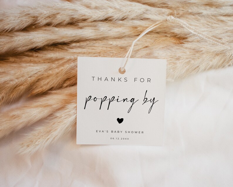 Thanks for Popping by Tags, Baby Shower Tags Editable Template, Modern ...
