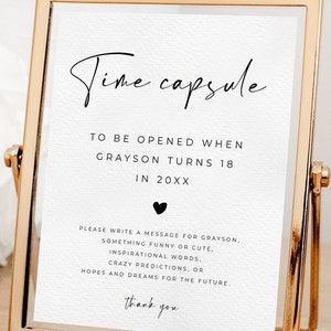 Time Capsule Editable Template, Time Capsule Card, First Birthday Sign ...