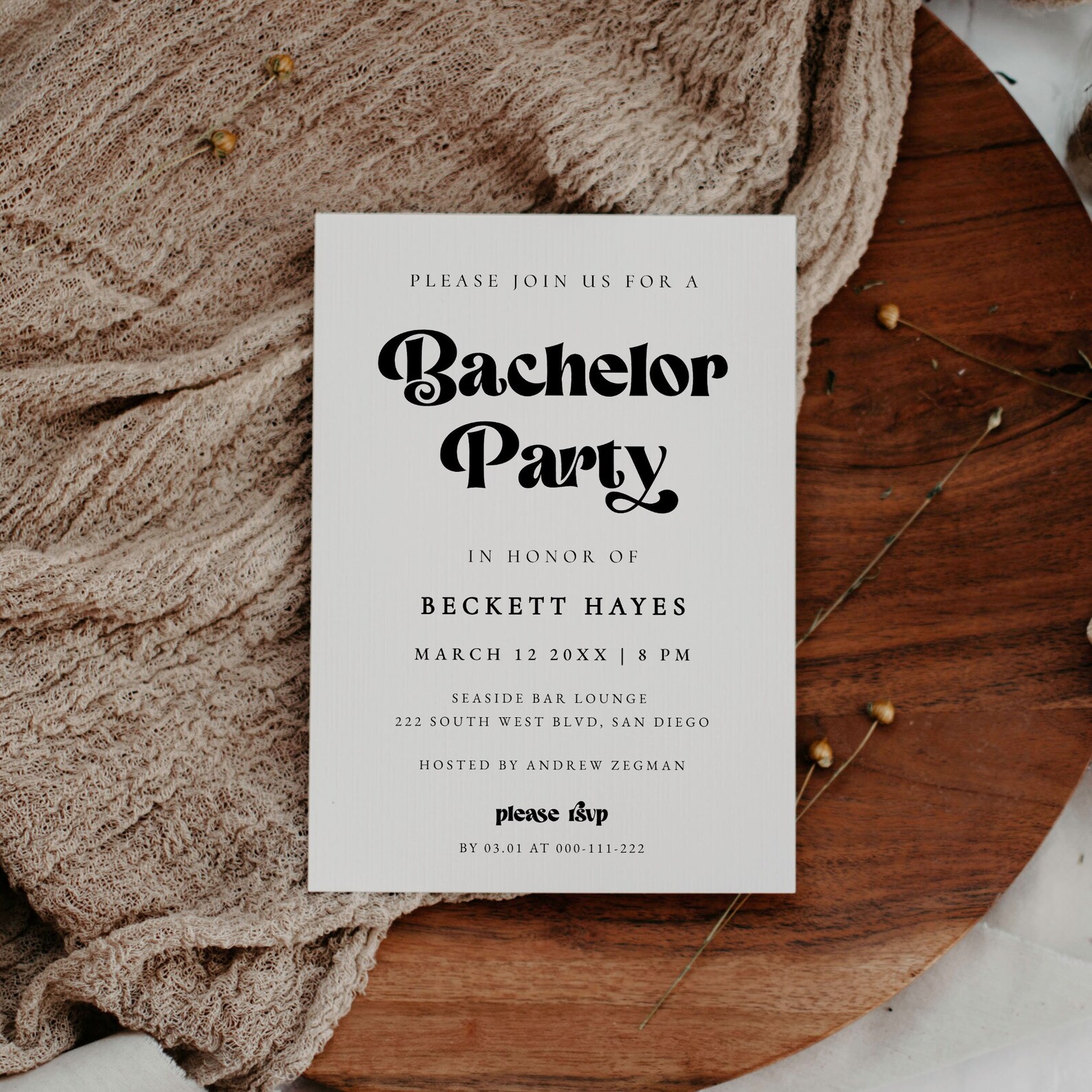 Bachelor Party Invitation, Stag Party, Editable Template, Bachelor ...