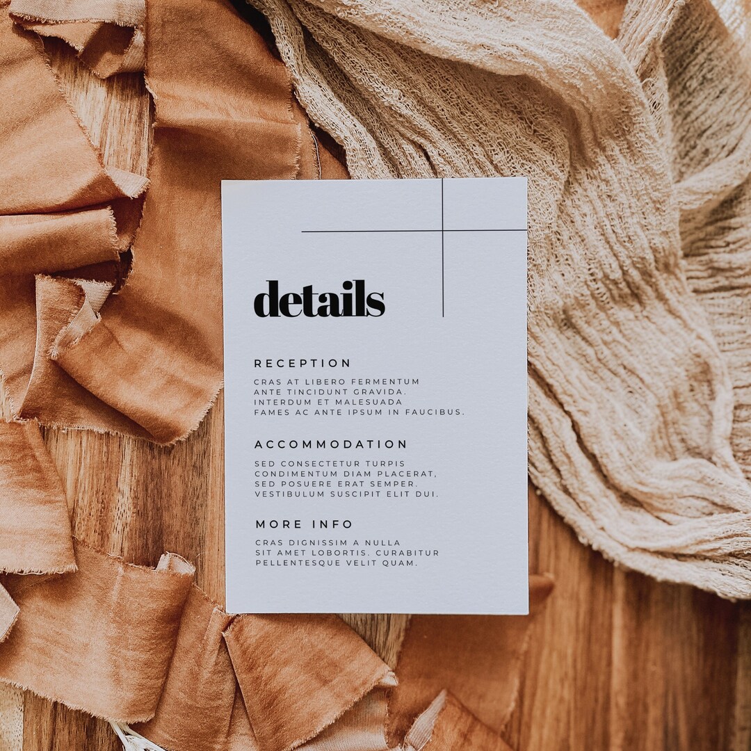 Wedding Details Card, Editable Template, Accommodation Card, Wedding ...