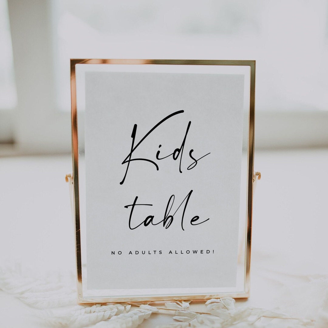 Kids Table Sign for Wedding, Kids Activity Table Editable Template ...