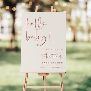 Baby Shower Welcome Sign, Hello Baby Editable Template, Modern ...