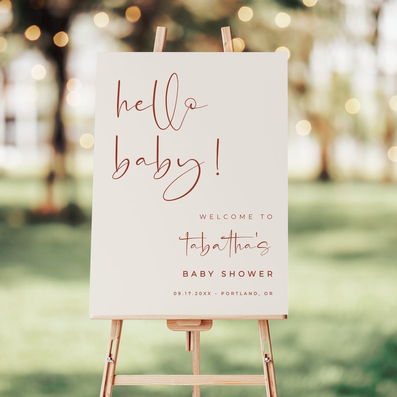 Baby Shower Welcome Sign Hello Baby Editable Template Modern - Etsy