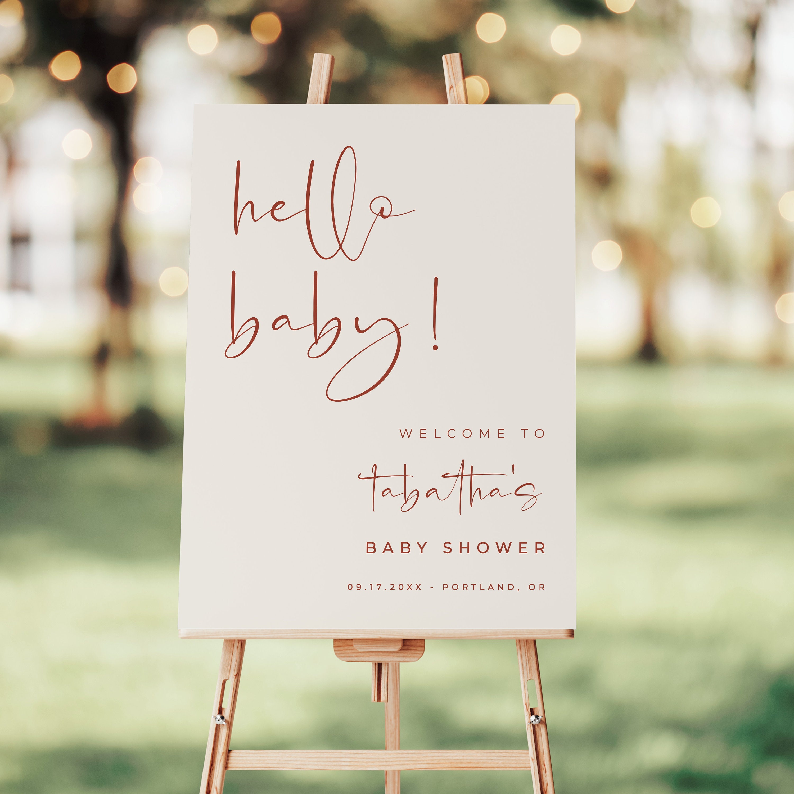 Baby Shower Welcome Sign Hello Baby Editable Template Modern - Etsy