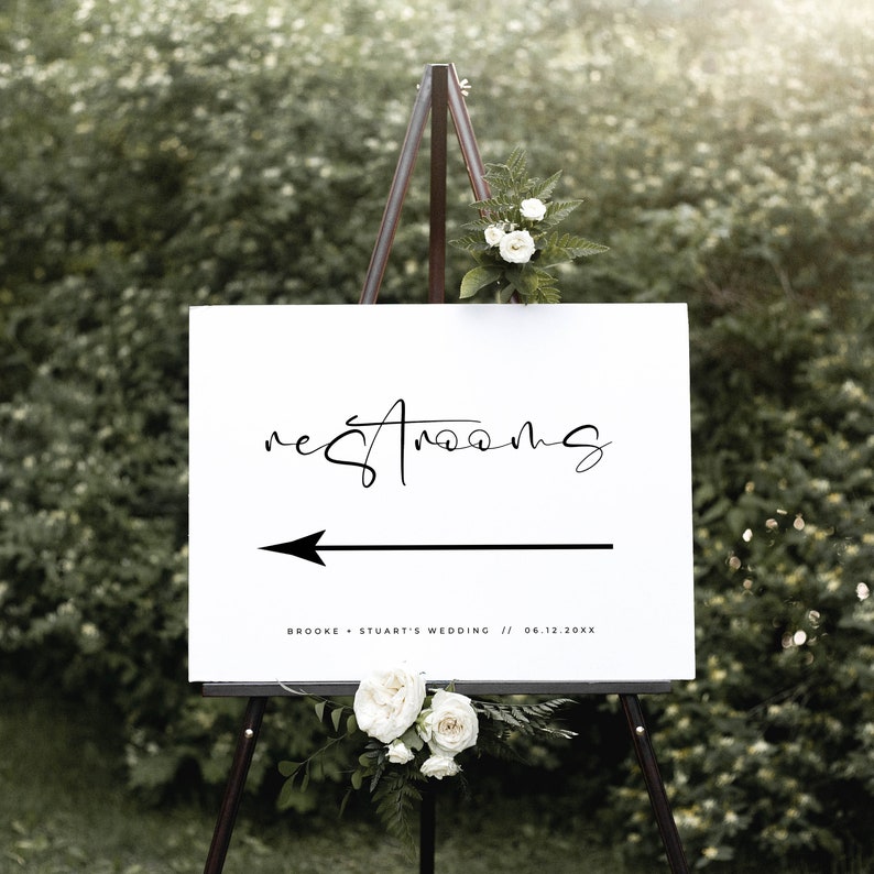 Wedding Restroom Sign, Simple Printable Editable Template With ...