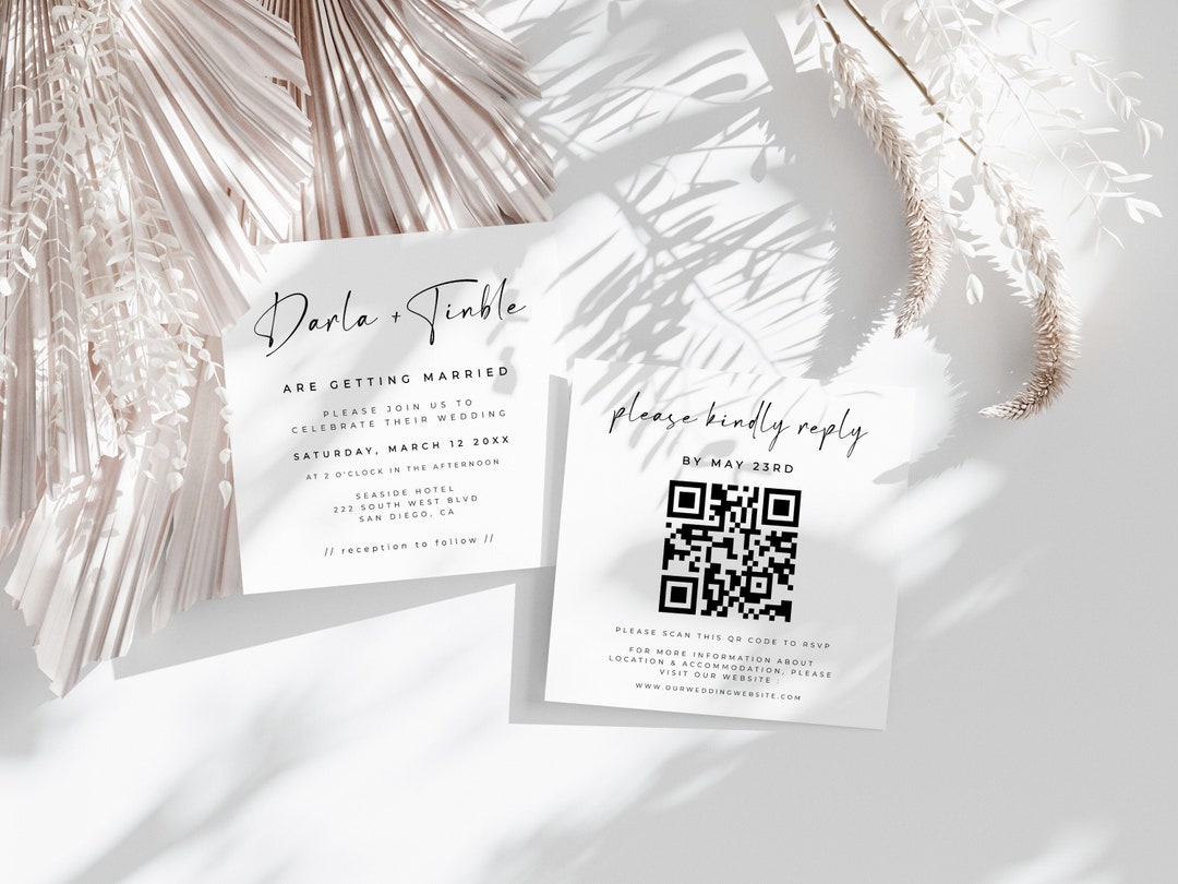 Square Wedding Invitation Template, Square Invitation Editable Template ...