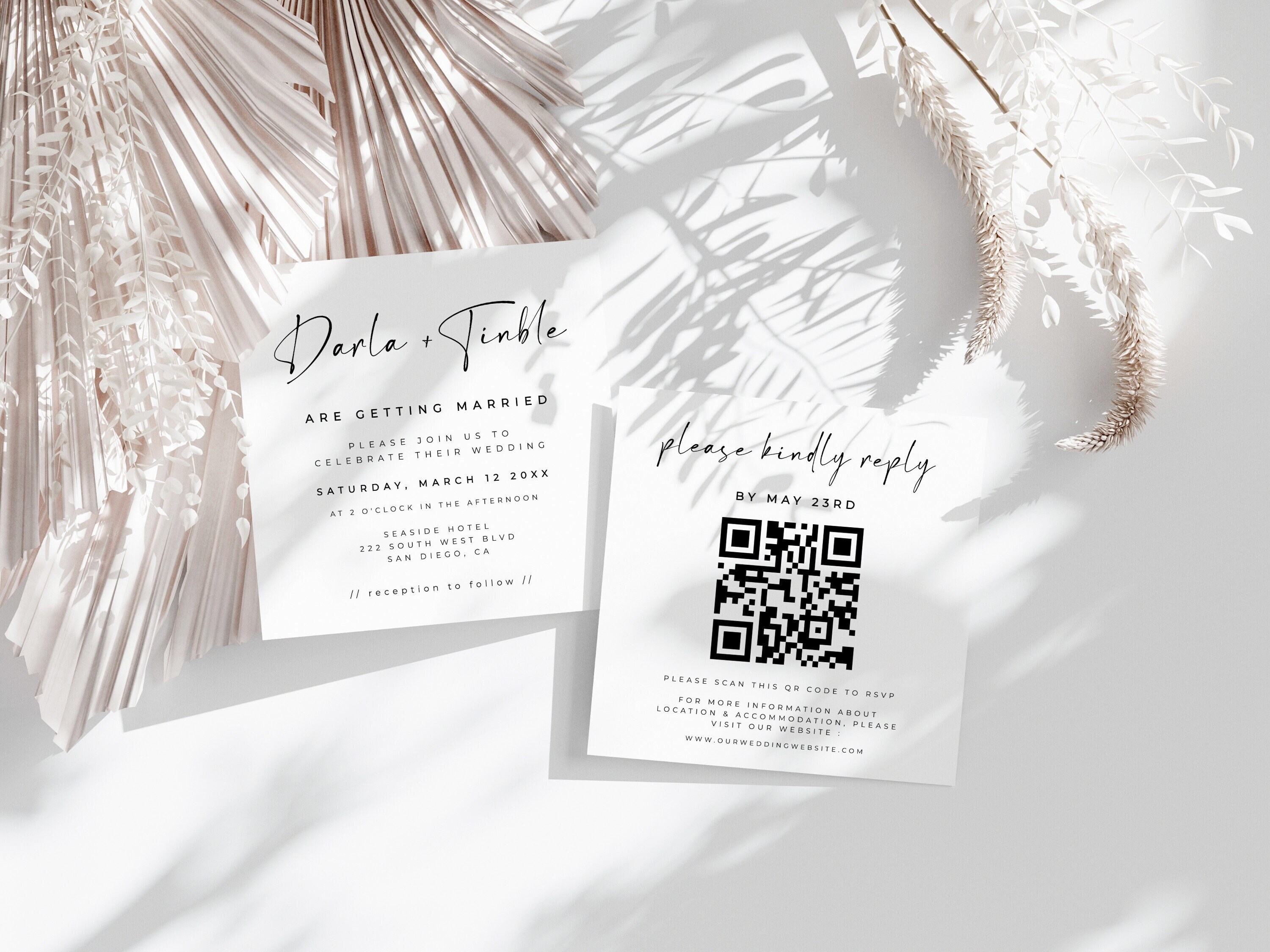 Square Wedding Invitation Template, Square Invitation Editable Template ...
