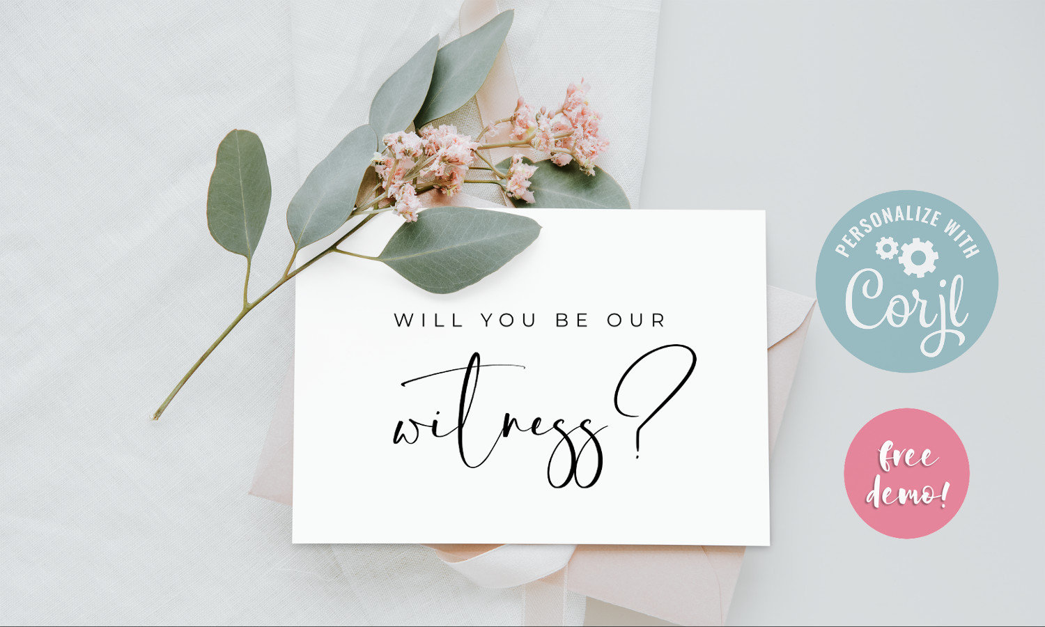 Will You Be Our Witness, Proposal Card Template, Wedding Printables ...