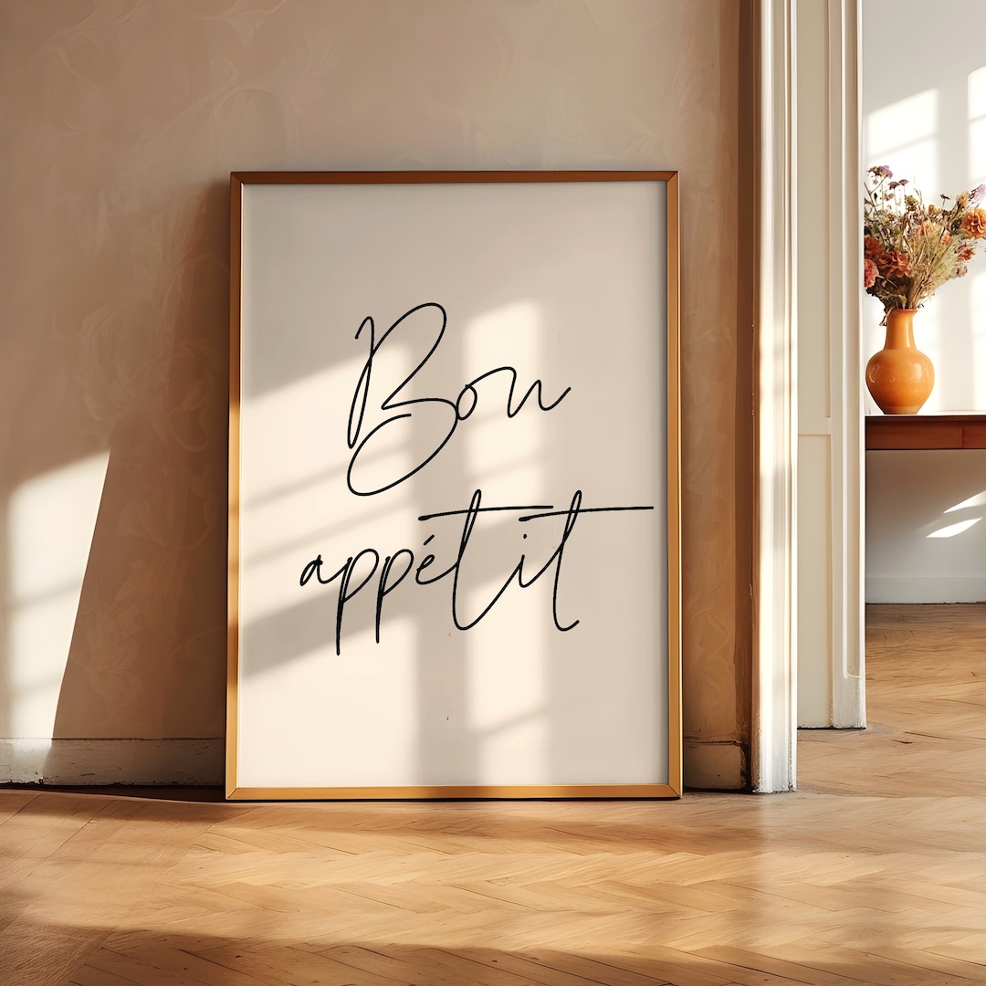 Bon Appétit Printable Wall Art, Bon Appetit Sign, French Dining Room ...