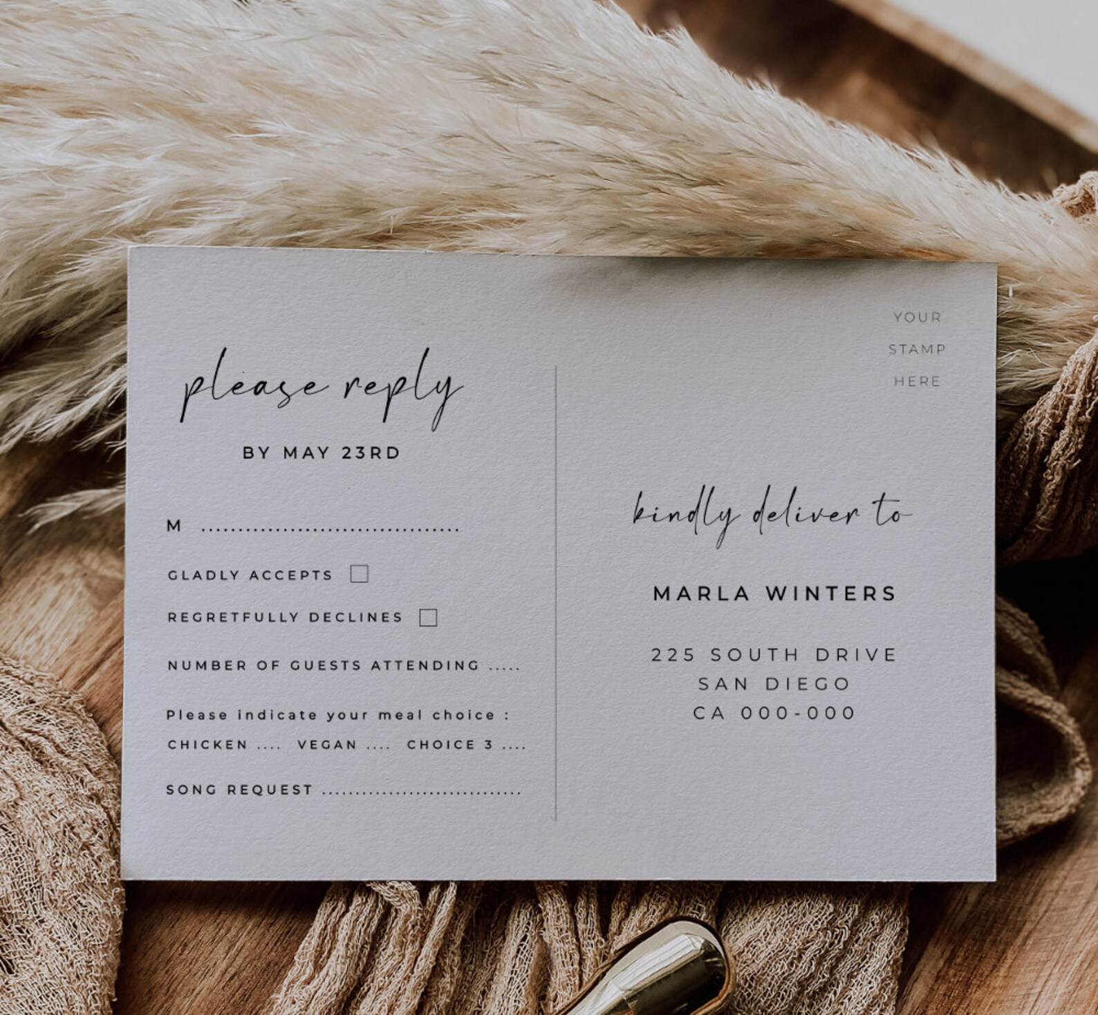 RSVP Postcard, Wedding Rsvp Card Editable Template, Printable Response ...