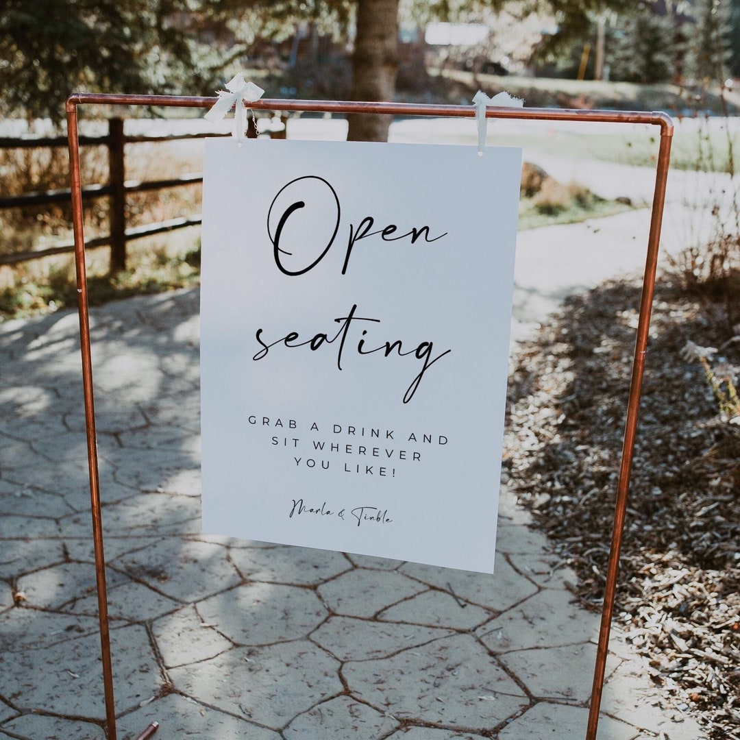 Open Seating Sign, Sit Anywhere Wedding Sign, Pick A Seat Not A Side ...