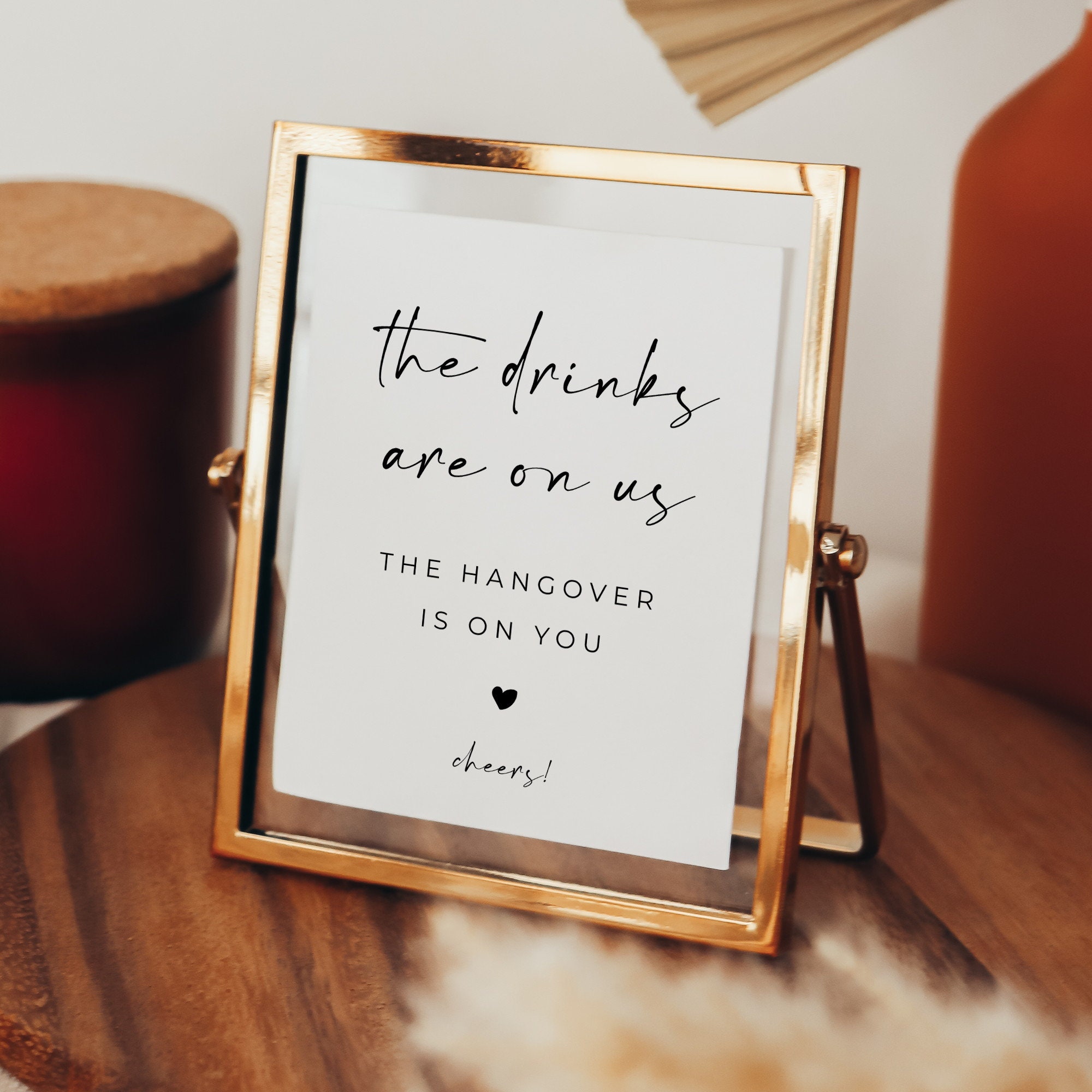 Open Bar Wedding Sign, the Drinks Are on Us, the Hangover is on You ...