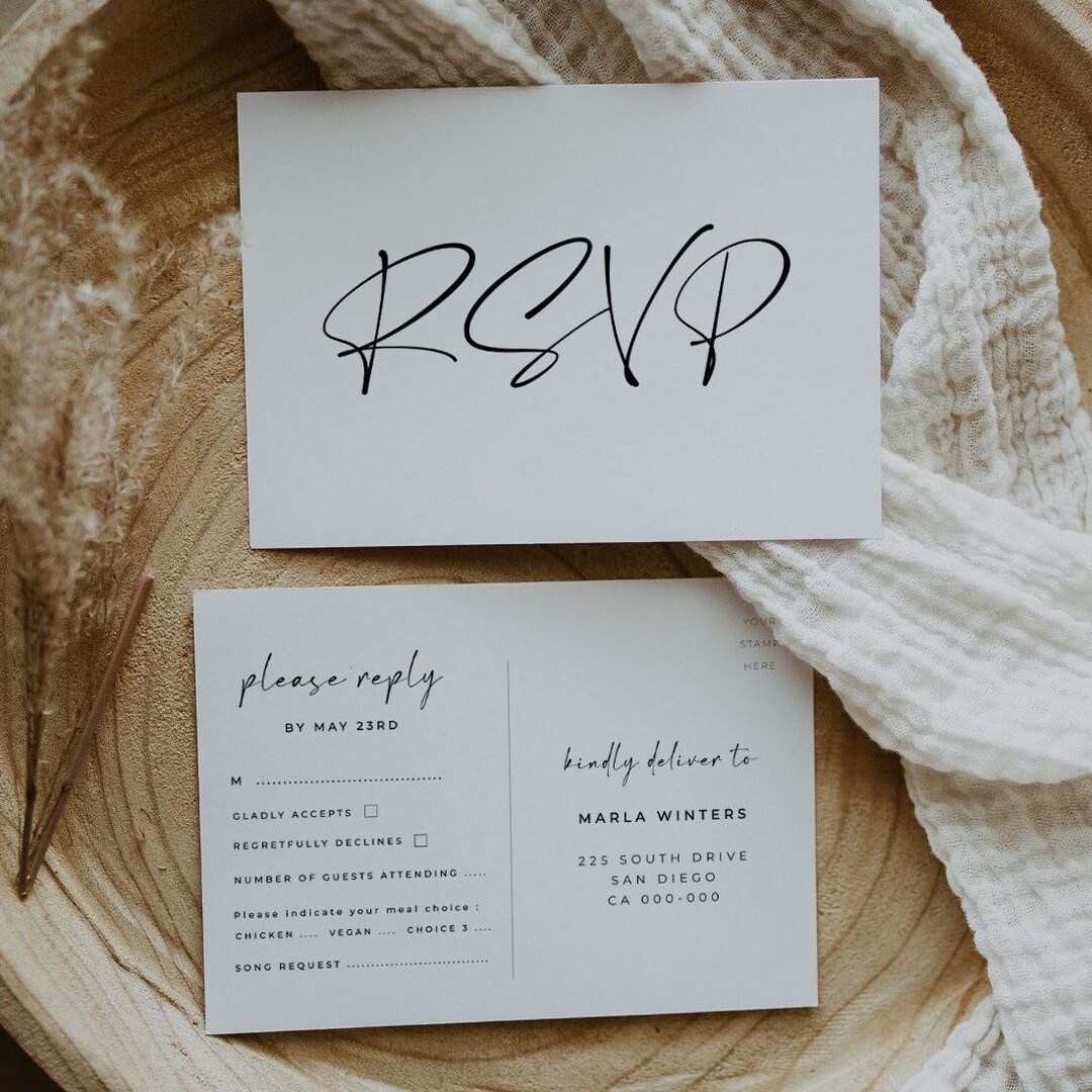 RSVP Postcard, Wedding Rsvp Card Editable Template, Printable Response ...