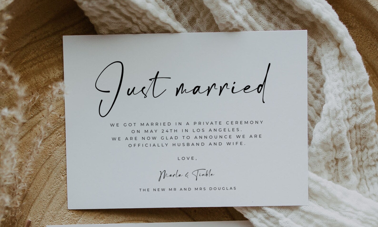 Just Married Announcement Template Card Editable File Pdf - Etsy