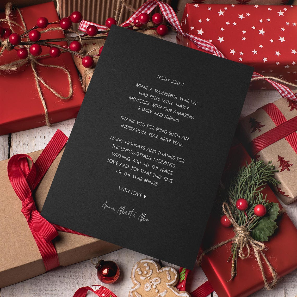 Art Deco New Year Card, Black Holiday Card Editable Template, Happy New ...
