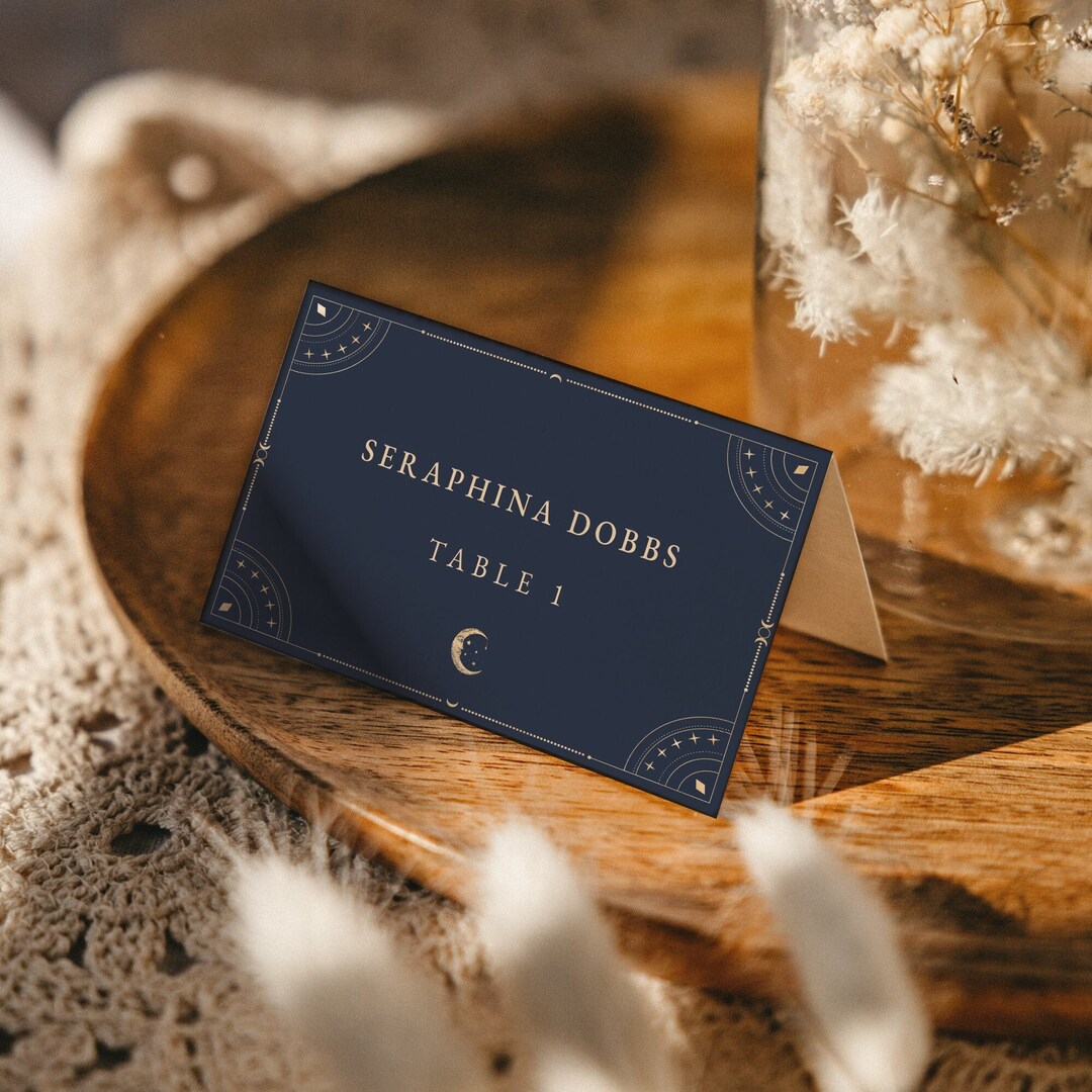 Place Card Template, Table Name Cards, Celestial Wedding, Name Cards ...