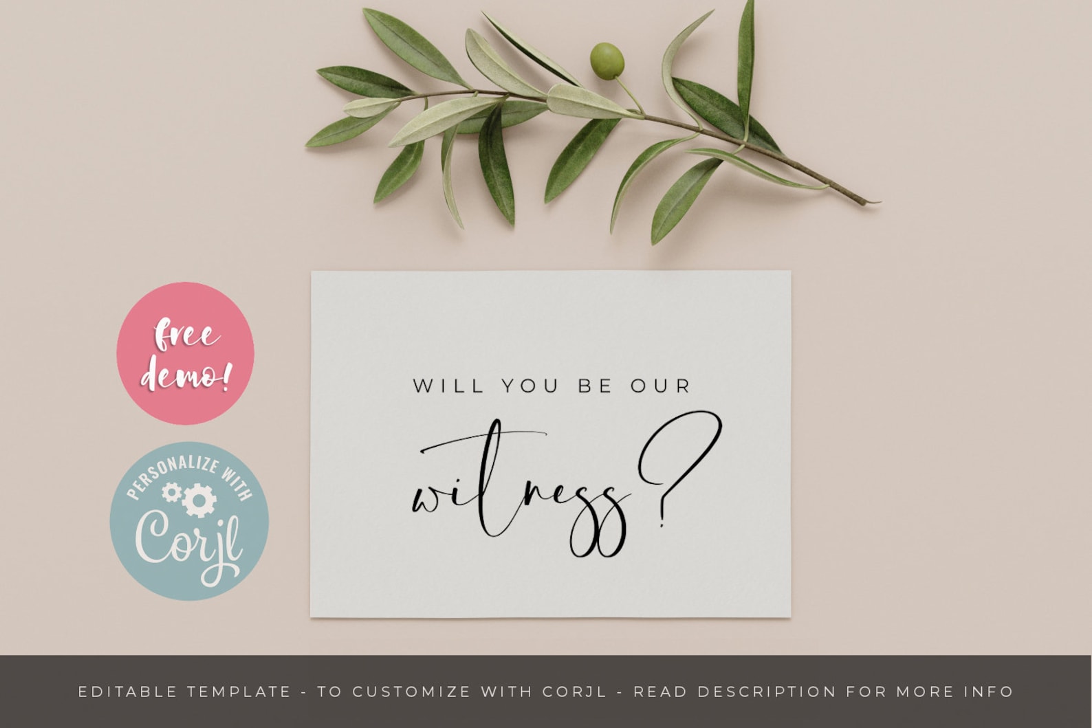 Will You Be Our Witness Proposal Card Editable Template - Etsy