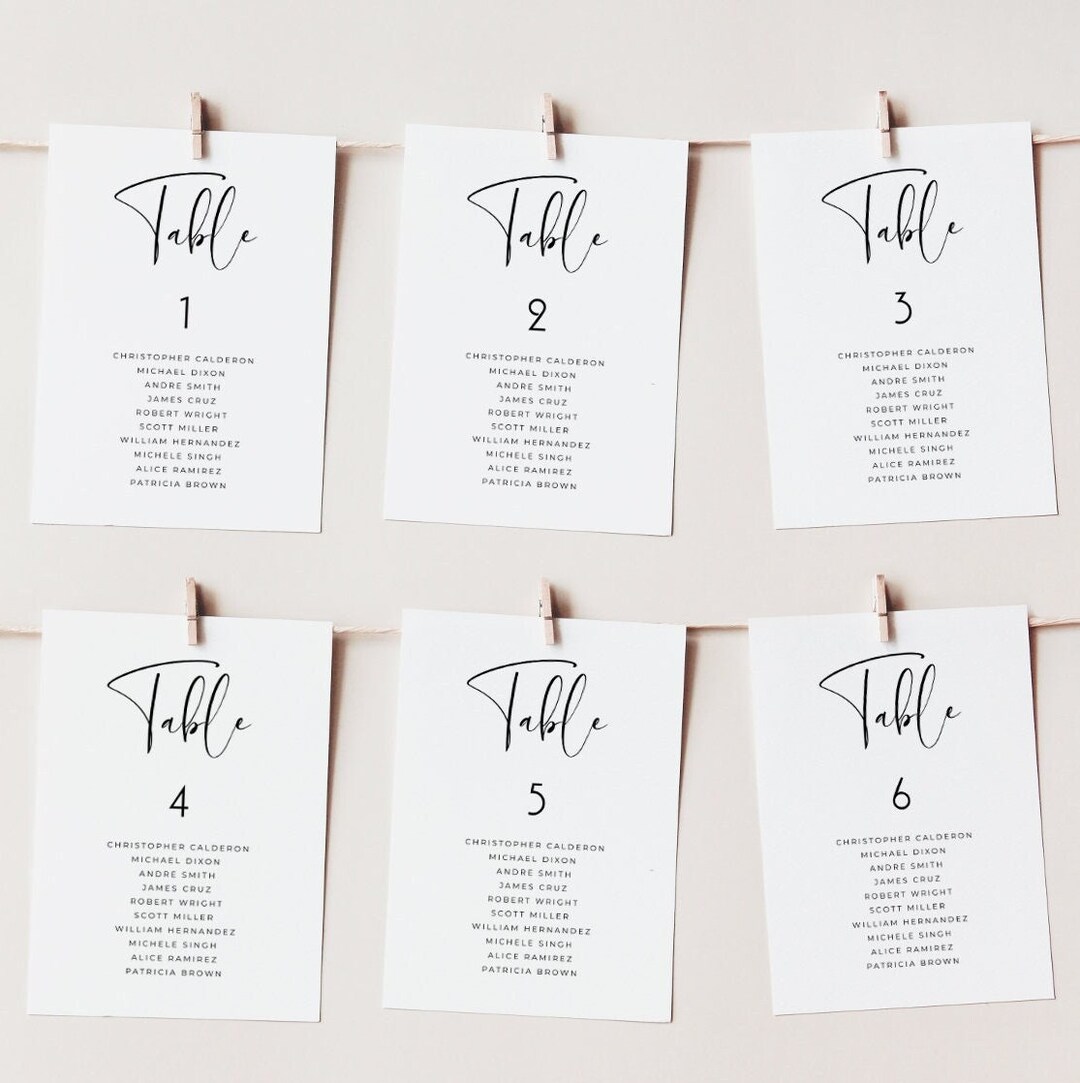 Seating Chart Cards, Seating Cards, Digital Download, Seating Chart ...