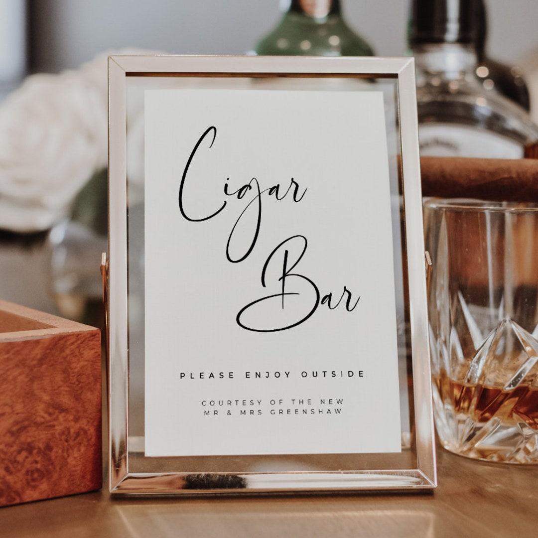 Cigar Bar Sign Printable Signage, Wedding Signs, Simple Elegant ...