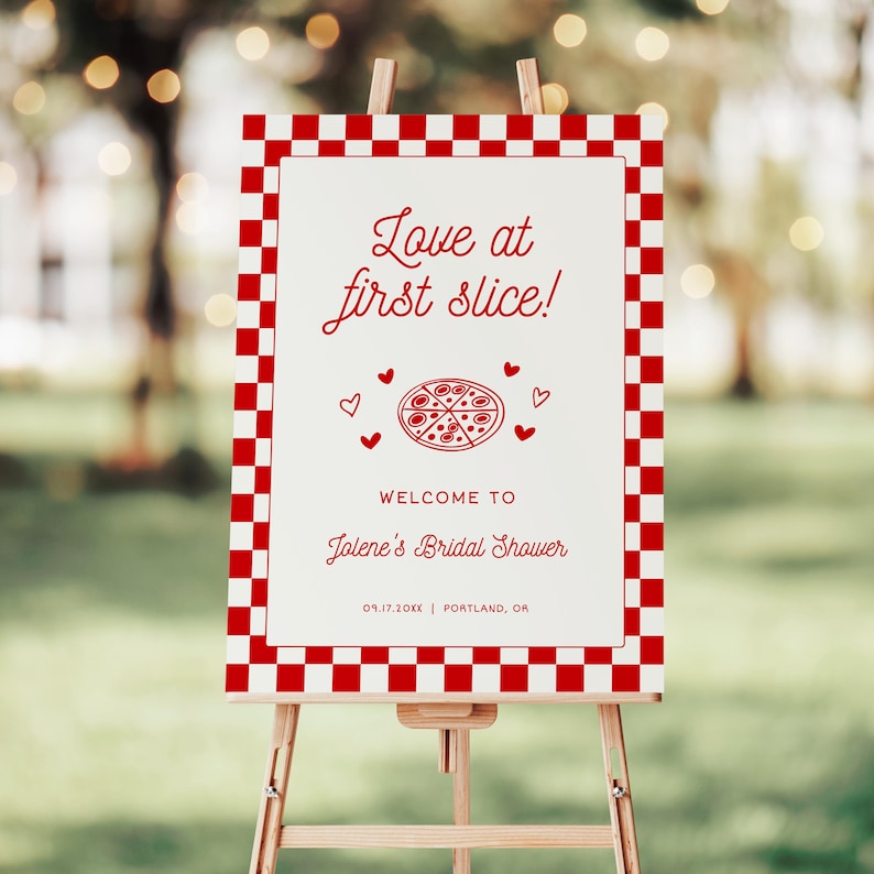 Love at First Slice Sign, Bridal Shower Welcome Sign, Pizza Bridal ...