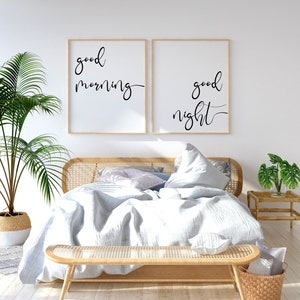 Good Morning Good Night Sign PRINTABLE Art Set Set of 2 | Etsy