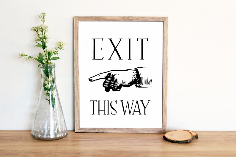 Exit This Way PRINTABLE Poster Exit Sign Dorm Decor Finger - Etsy