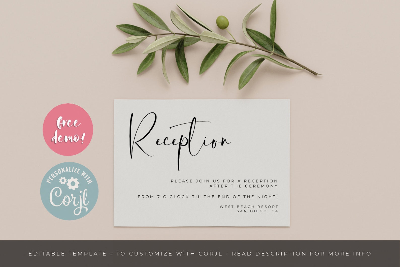 Reception Invitation Editable Template Wedding Party Card - Etsy