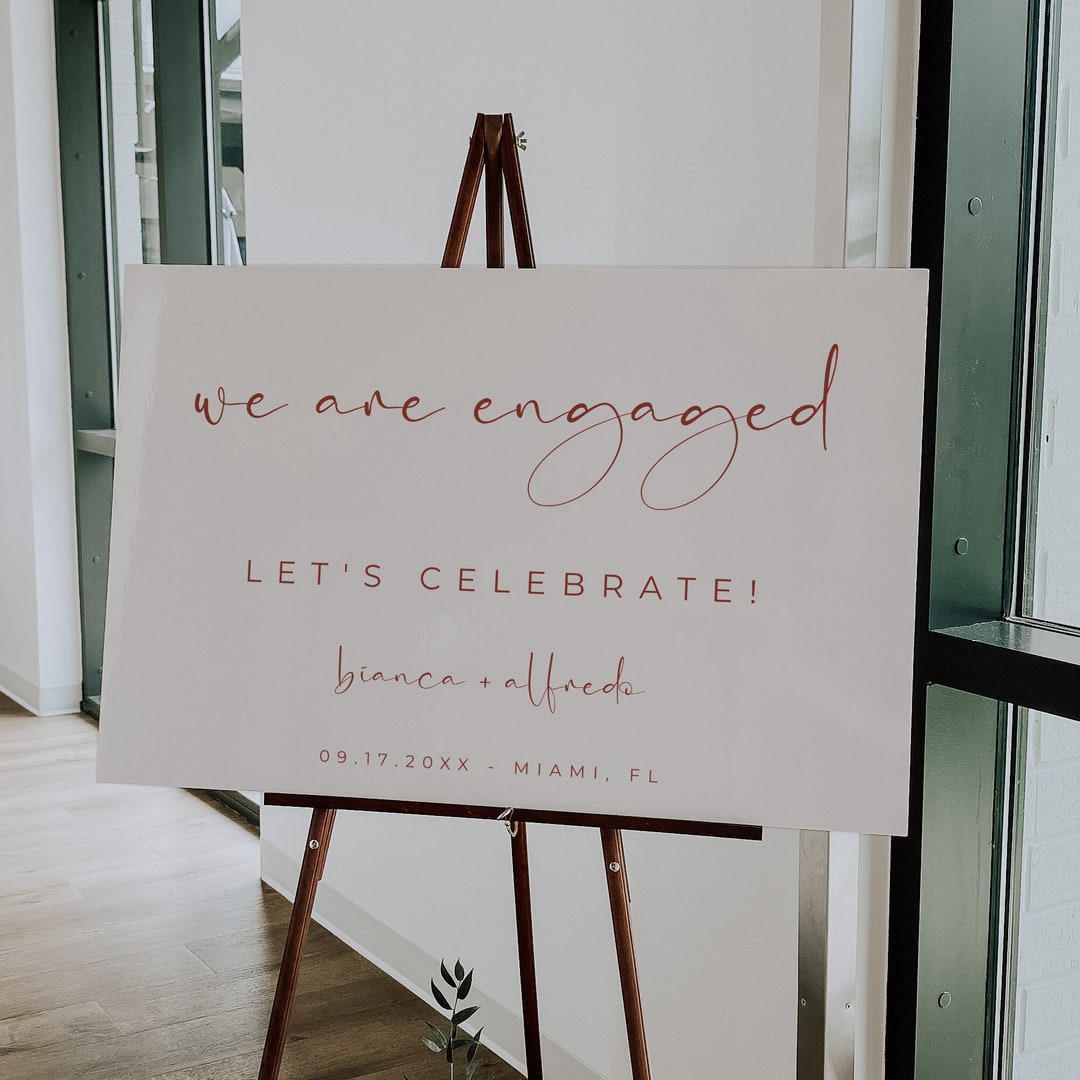 We Are Engaged Sign, Light Pink Engagement Party Welcome Sign Editable ...