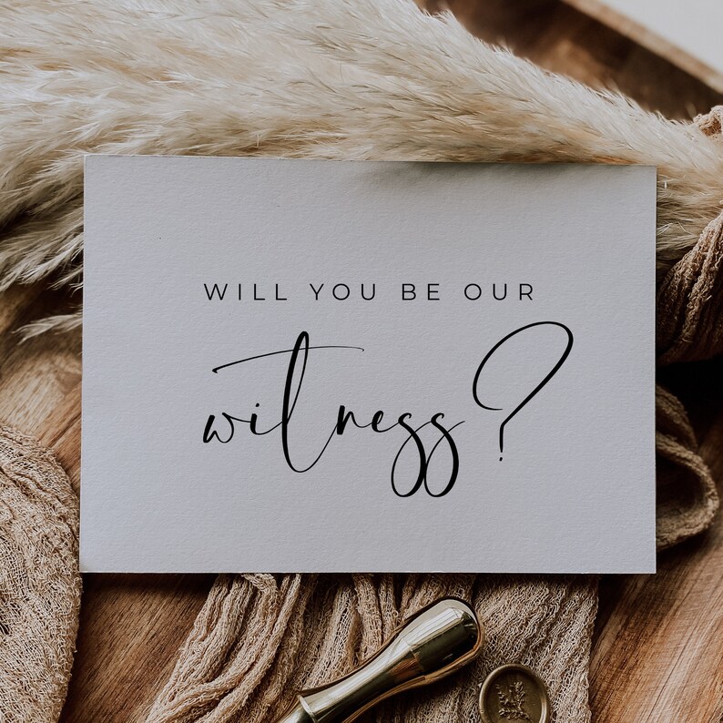 Will You Be Our Witness Proposal Card, Editable Template, Wedding ...