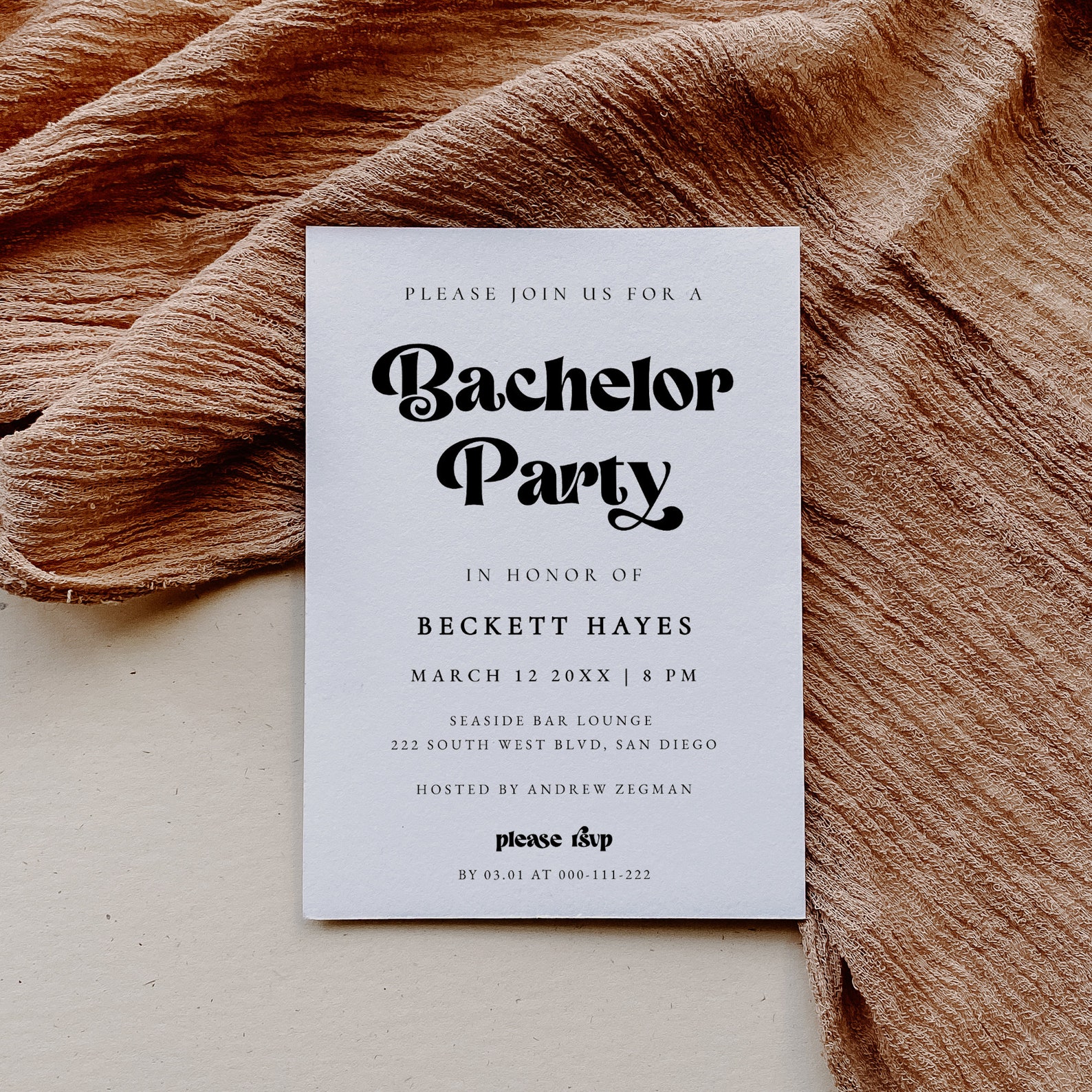 Bachelor Party Invitation, Stag Party, Editable Template, Bachelor ...