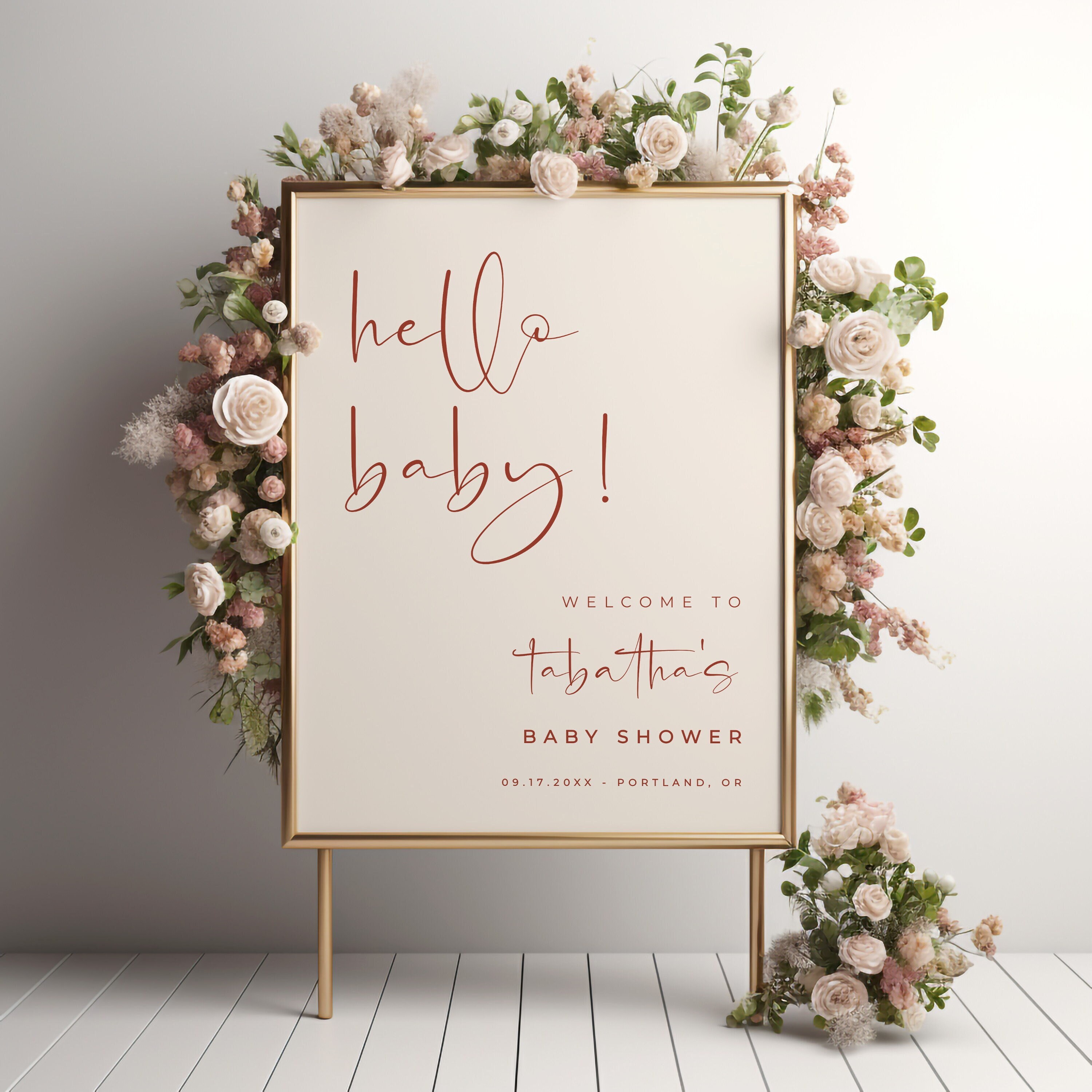 Baby Shower Welcome Sign Hello Baby Editable Template Modern - Etsy