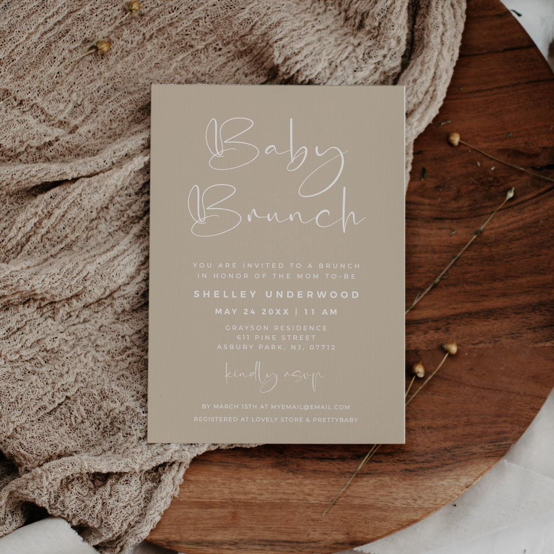 Baby Brunch Invitation Template Pastel Beige Baby Shower - Etsy
