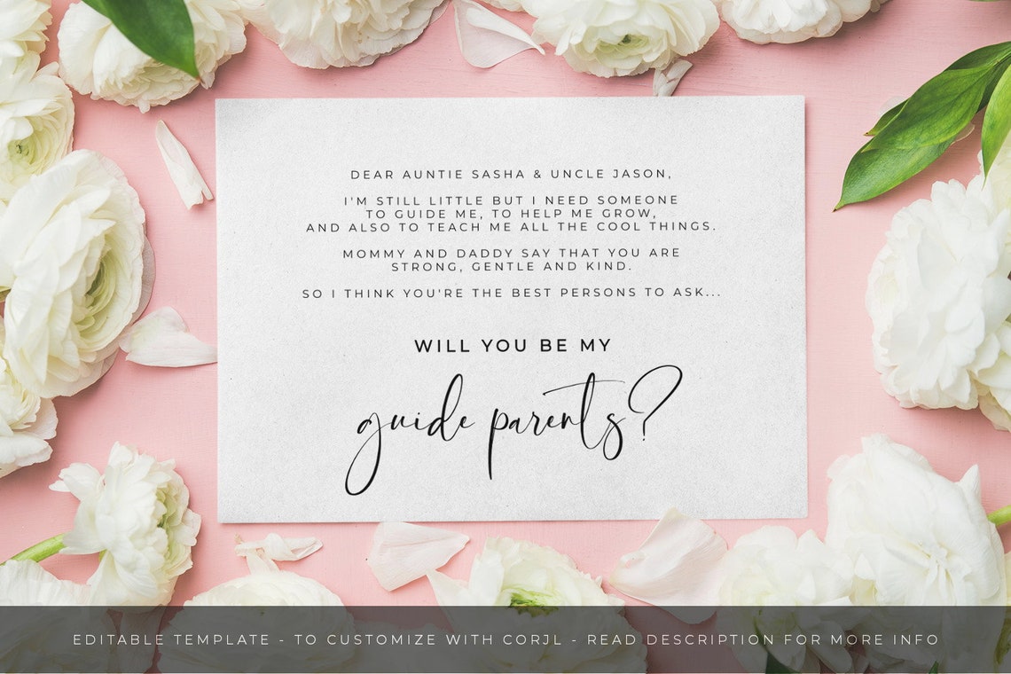 Guide Parent Proposal Card Template Godparent Proposal - Etsy