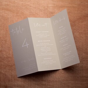 Beige Wedding Menu Template, Trifold Table Number, Editable Template ...