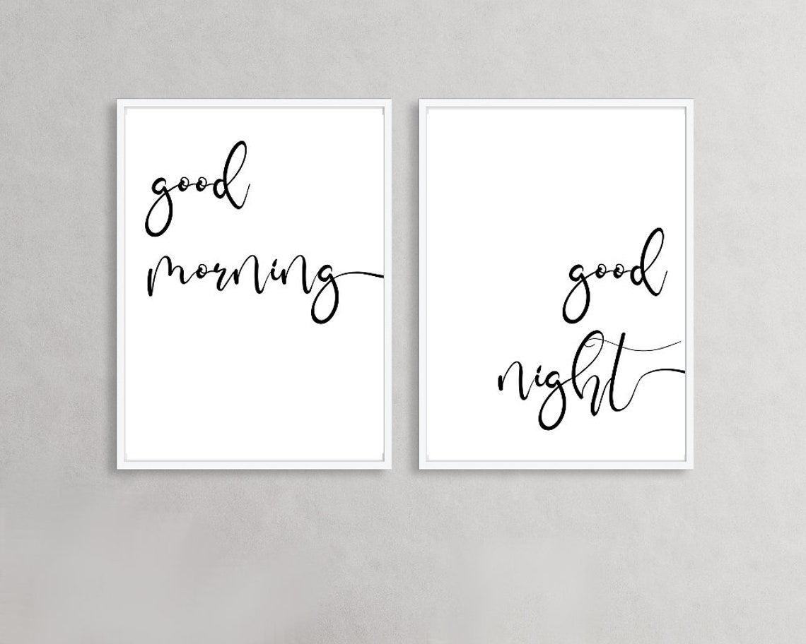 Good Morning Good Night Sign PRINTABLE Art Set Set of 2 | Etsy