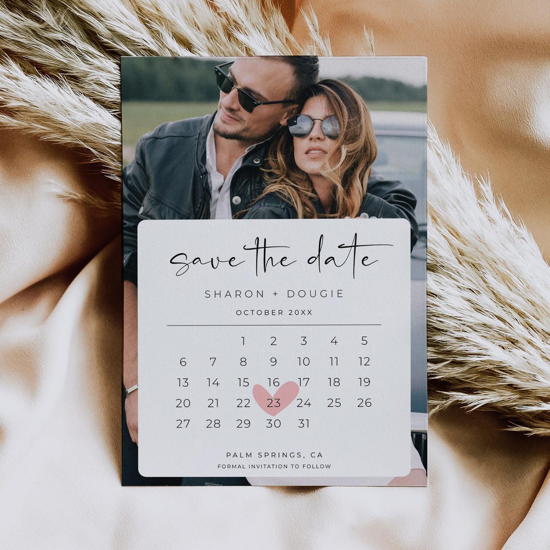 Save the Date Calendar Template, Editable Template With Photo ...