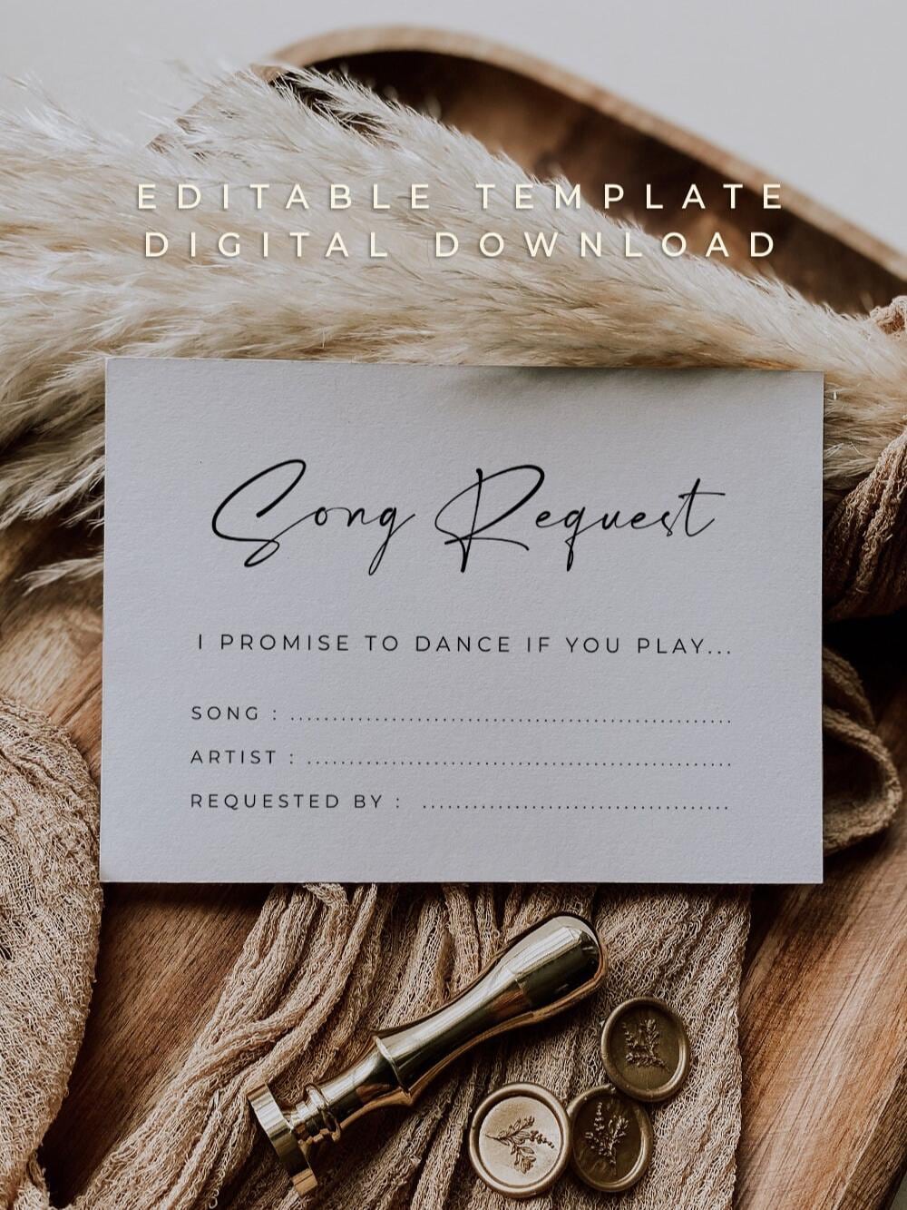 Song Request Cards, I Promise to Dance Printable Card, Wedding Inserts ...