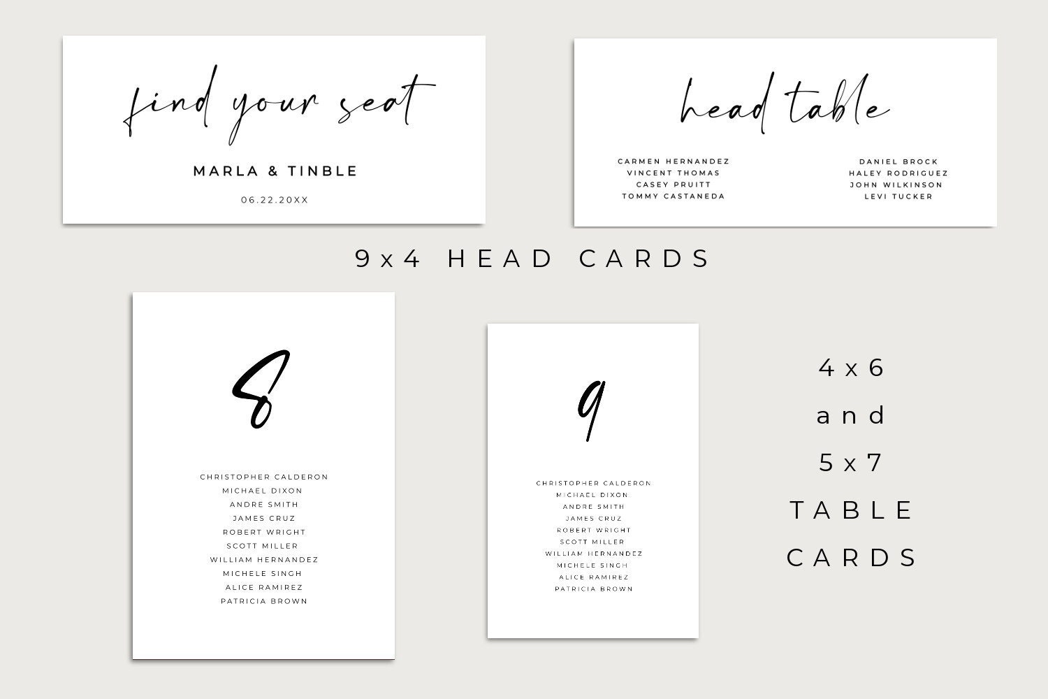 Seating Chart Cards Template Seating Cards Editable Template - Etsy