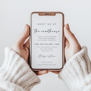 Meet Us at the Courthouse Wedding Invitation, Small Casual Party ...