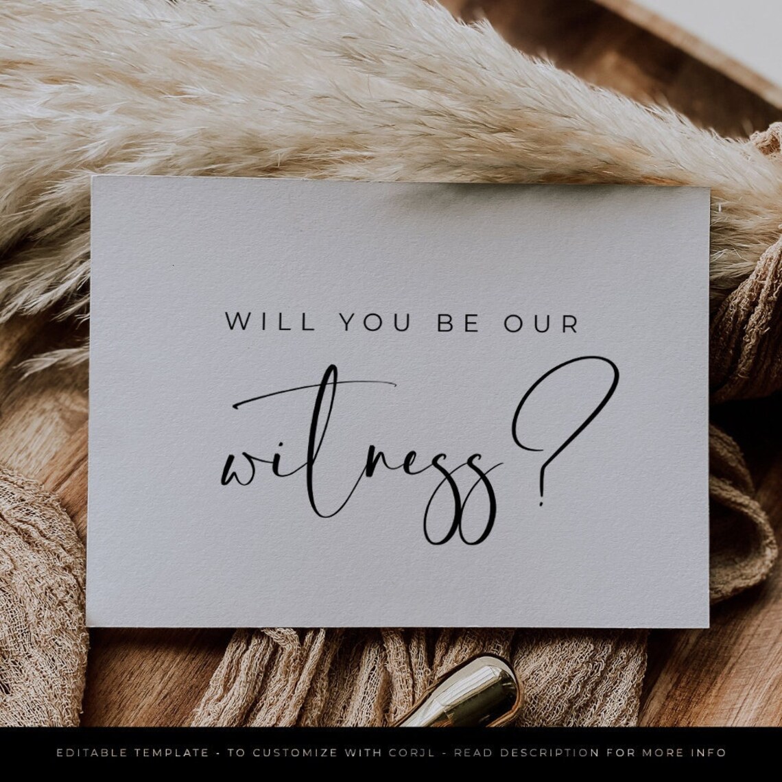 Will You Be Our Witness Proposal Card Editable Template - Etsy